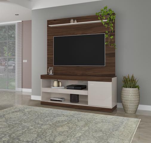 Estante Home para TV até 60 Polegadas 1 Porta Capri Artely Amêndoa/Off ...