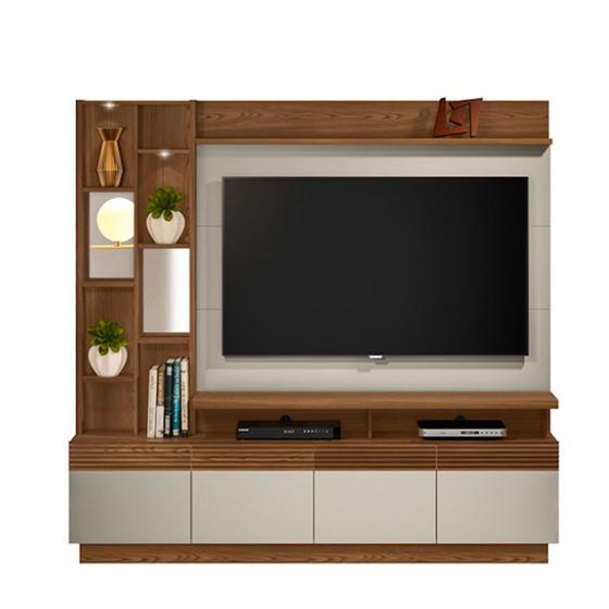 Estante Home para Tv até 60 Polegadas Santiago 4 Portas + Espelho e LED ...