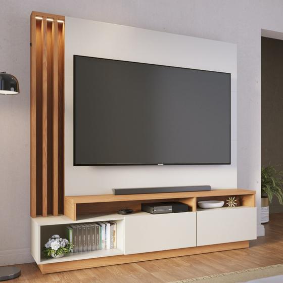 Estante Home Theater com Led Para TV até 75 Polegadas 2 Portas Humaitá Colibri - Estante para TV ...