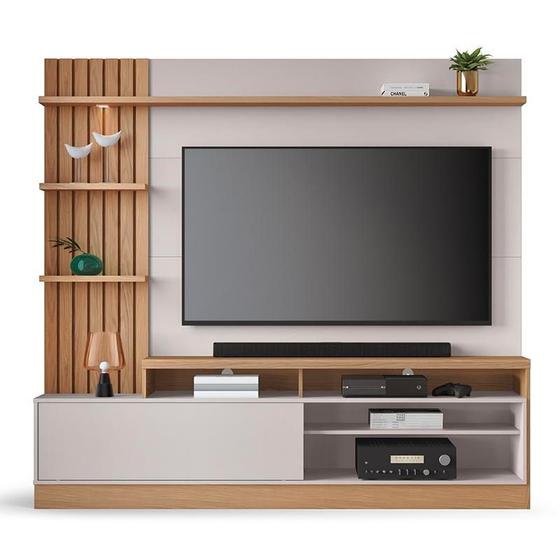 Estante Home Theater Maceió para TV até 65” Freijó/Off White - PR ...