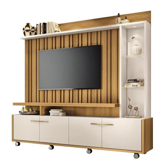 Estante Home Theater Titan Ripado para TV até 60” Cinamomo/Off White ...
