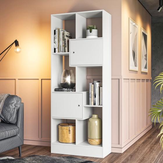 Estante Livreiro Pierre Branco 2 Portas - Qmovi - Estantes - Magazine Luiza