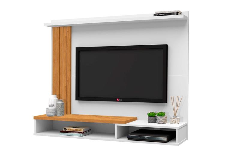 Estante Livro Painel Tv 32 42 43 50 52 Polegadas Sala Quarto Branco/Freijó - Móvebrinque ...