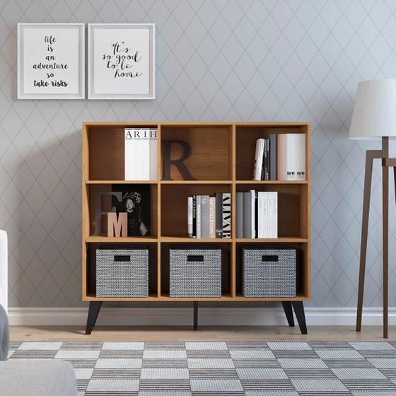 Estante Nicho 120 x 112 Cm Pés Retrô MDP Carvalho Dakar 0655 MENU ...