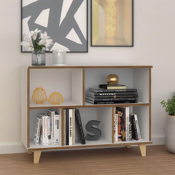 Estante Oslo Branco Pe Angular Borda Pinus Brv Móveis - Estantes ...