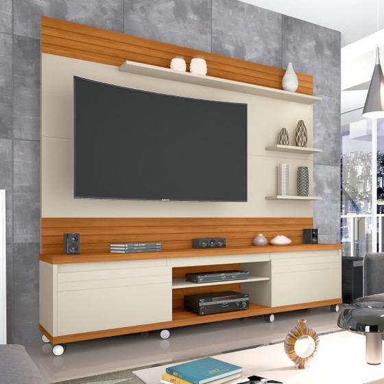 Estante Para Tv Grande Home Theater Cedro Off White Nature Giga Móveis - Estante para TV ...