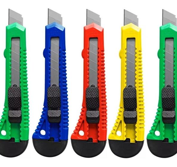 Estilete Profissional de Plastico 16cm Lâmina Retrátil Seguro - SQ ...