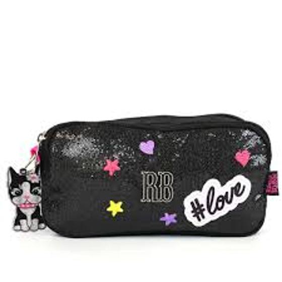 Estojo Duplo Rebecca Bonbon Preto C/Glitter Clio - Estojo escolar ...