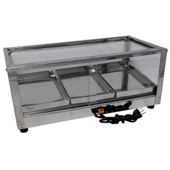 Estufa para Salgados Elétrica 3 Bandejas Inclinada Vitrine Aquecedora Inox - JBC Eletro - Estufa ...