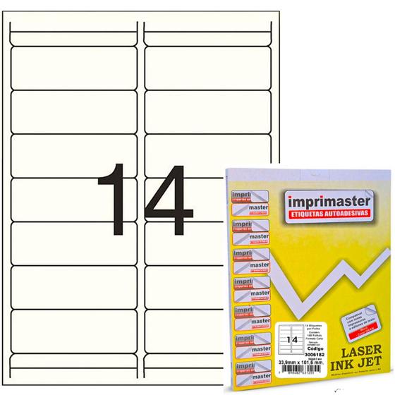 Etiqueta Adesiva Carta 33,9mm X 101,6mm 100 Folhas Imprimaster ...
