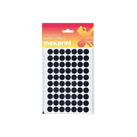 Etiqueta Multiuso Maxprint TP-12PT Diâmetro 13mm 6 folhas Preta ...