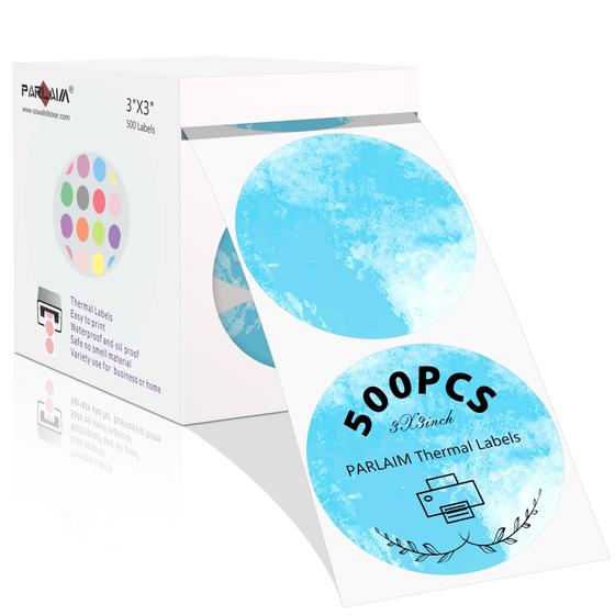 Etiquetas Térmicas Parlaim - Aquarela Azul (3 Polegadas) - Pacote com ...