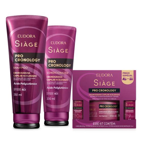 Eudora Kit Siàge Pro Cronology: Shampoo 250ml + Condicionador 200ml ...