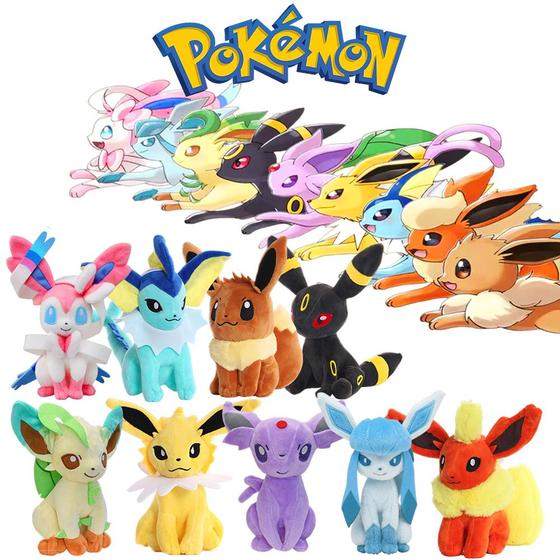 Evoluções do Eevee - Pelúcias de Pokémon - Espeon, Umbreon, Flareon ...