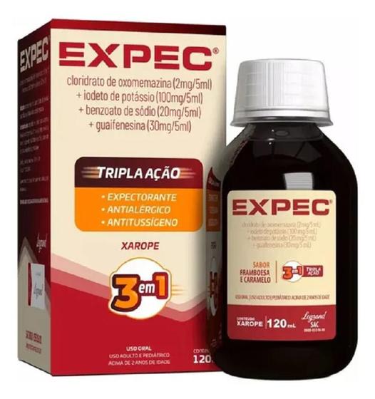 Expec xarope expectorante antialérgico e antitussígeno fr c/120ml ...