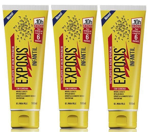 Exposis Repelente Insetos Infantil Gel 6 meses 100ml - 03 un ...