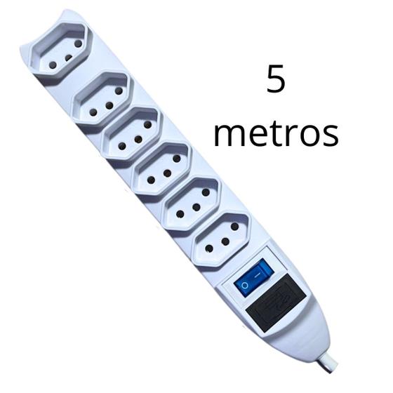 Extensão 5m Régua de Energia 5 Tomada Filtro de Linha Bivolt - Extensão Elétrica Filtro de Linha ...