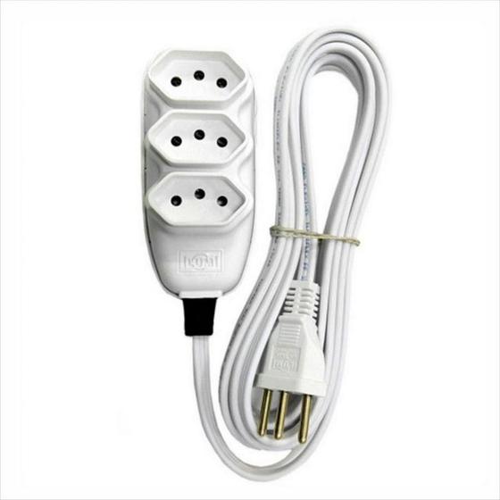 Extensão Compacta Ilumi 2P+T com Cabo PP Chato 10A 250V 5m Branco - Extensão Elétrica - Magazine ...