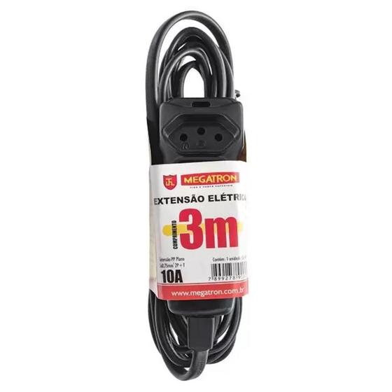 Extensao Eletrica 3 metros 2P+T/10A 3 Tomadas Megatron - MEGACABOS IND.COM. - Extensão Elétrica ...