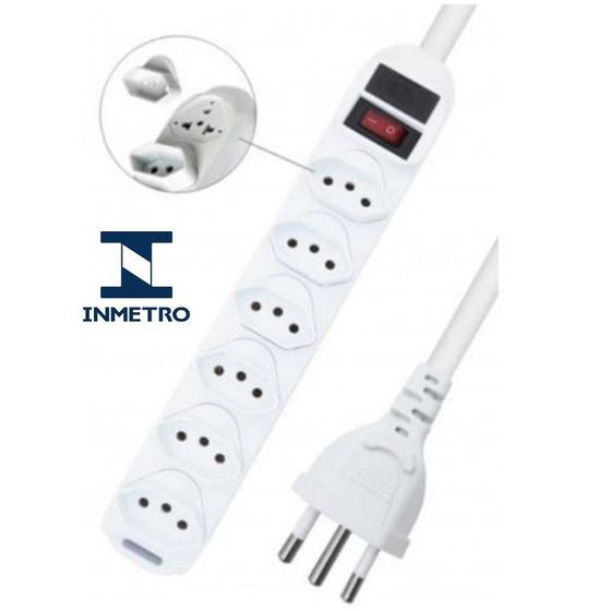 Extensão Elétrica 6 Tomadas Régua Bivolt Com Cabo 1,5m - Kapbom - Extensão Elétrica - Magazine Luiza