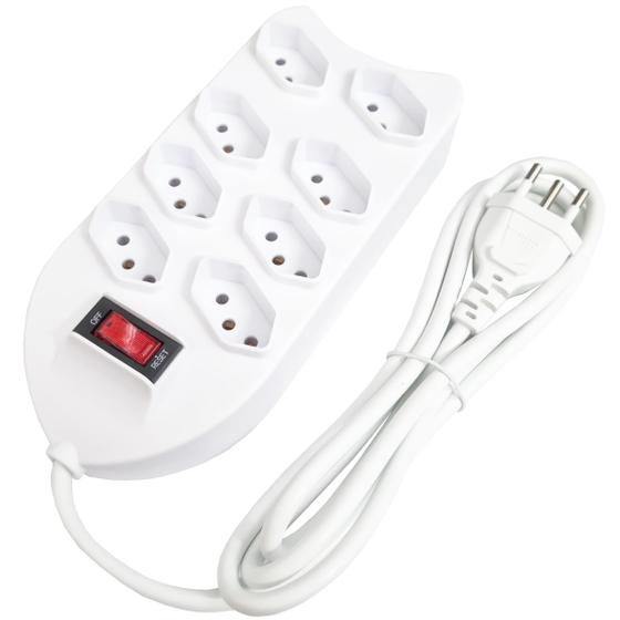 Extensão Elétrica Filtro De Linha Protetor Elétrico 8 Tomadas Régua 127V 220V Bivolt Knup SL7508 ...