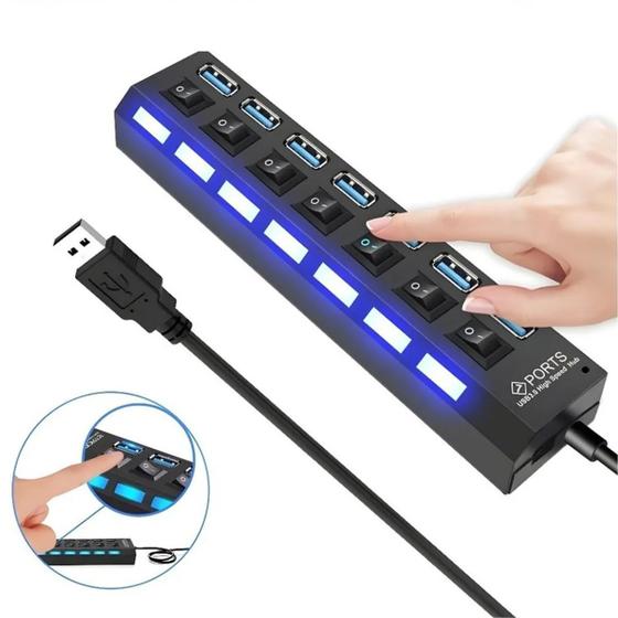 Extensão Hub Régua Usb 7 Portas Pc Hd Externo Pendrive - OEM - Hub - Magazine Luiza