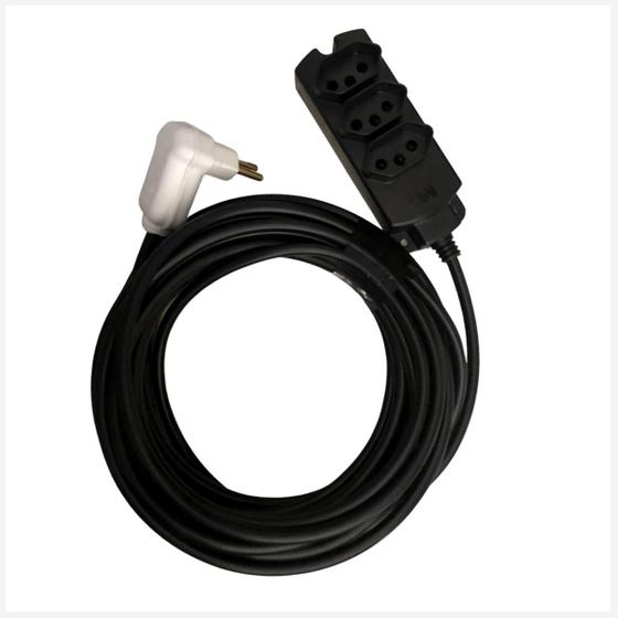 Extensão Profissional de 20 Metros Cabo PP 2x1mm 3 Tomadas Tripolar - C&F - Extensão Elétrica ...