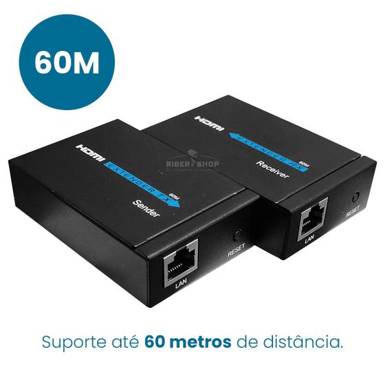 Extensor Hdmi 60 Metros x Rj45 Cat5e/Cat-6 1080p - EXBOM - Cabo HDMI ...