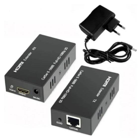 Extensor Hdmi para 60 metros Via Cabo Rede Rj45 Cat5 E Cat6 Full Hd ...