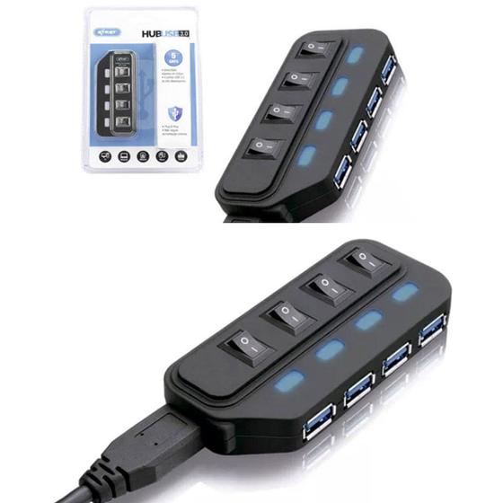 Extensor Usb 3.0 Alta Velocidade com 4 Portas Chave Liga/Desliga - Knup ...
