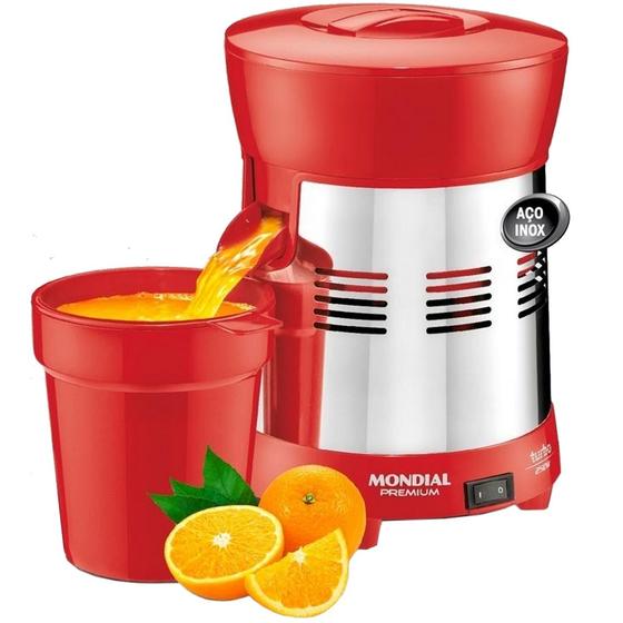 Extrator De Laranja E Frutas E-24 Mondial Turbo Inox Premium Red 250W ...