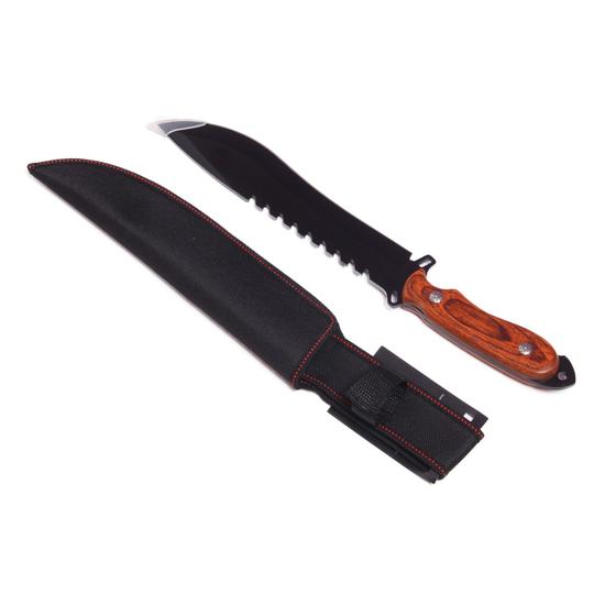 Faca Cabo Madeira Com Escamador Lâmina Aço Inox Preta 38cm - variedades ...