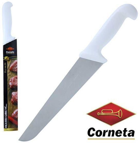 Faca de Carne de Inox 14'' Cabo Plastico Branco Premium - Corneta ...