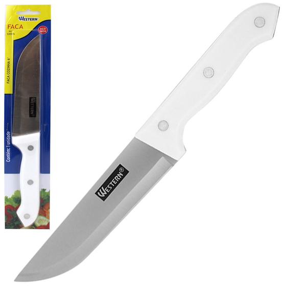 Faca de cozinha de inox 6'' cabo plastico branco - WESTERN - Facas ...