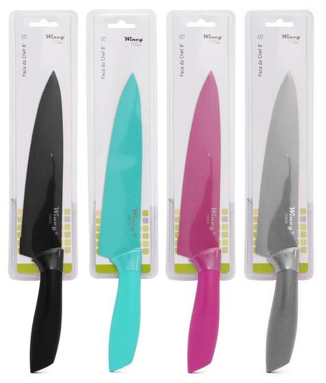 Faca do Chef 8" em Inox Colorida Profissional Wincy Envio Já - Faca ...