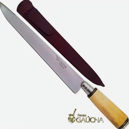 Faca Gaucha Artesanal Aço Carbono Osso Oval 8 Pol C/ Bainha - Pool ...