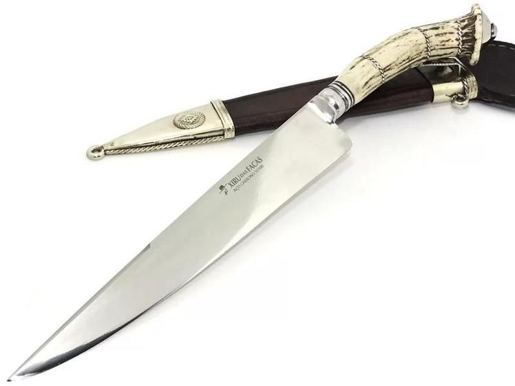 Faca Gaúcha, Forjada 52100 Antiga Capa Rolamento - Lâm. 23 cm. - Xiru ...