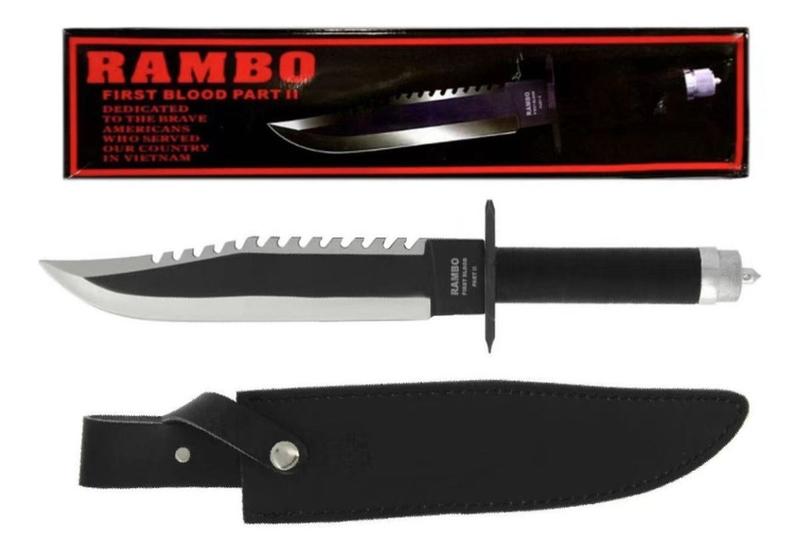 Faca Rambo 2 Original 40cm Preto - First Blood Parte II - Master ...