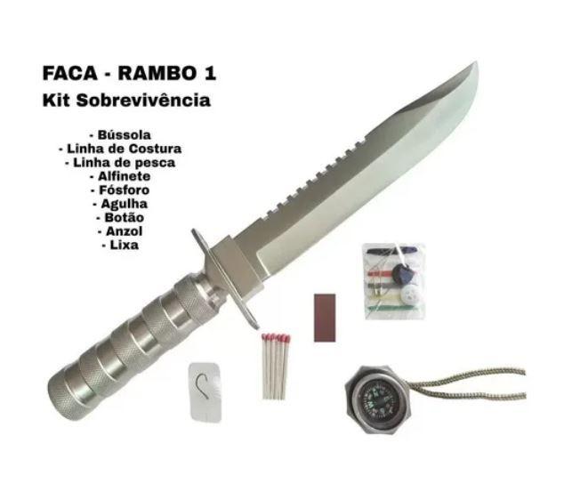 Faca Rambo Militar Sobrevivência Lamina Serrilhado - LUATEK - Faca ...