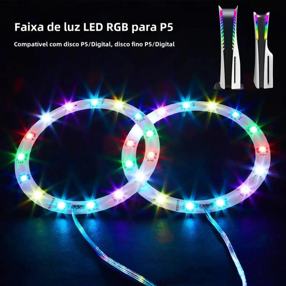 Faixa De Luz LED RGB Para Console PS5 Slim pro IR Remoto APP USB 3 ...