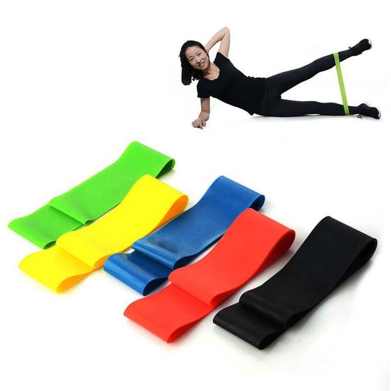 Faixas Elasticas Mini Band Kit 5 Exercicios em Casa Extensor Academia ...