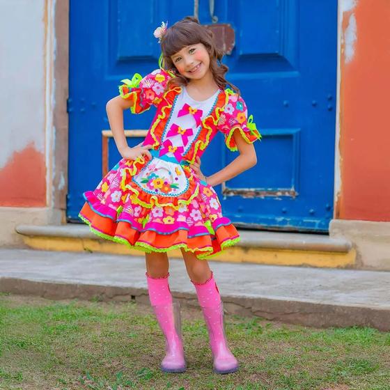 Fantasia Boneca Emília Infantil Completa Vestido Peruca e Polaina ...