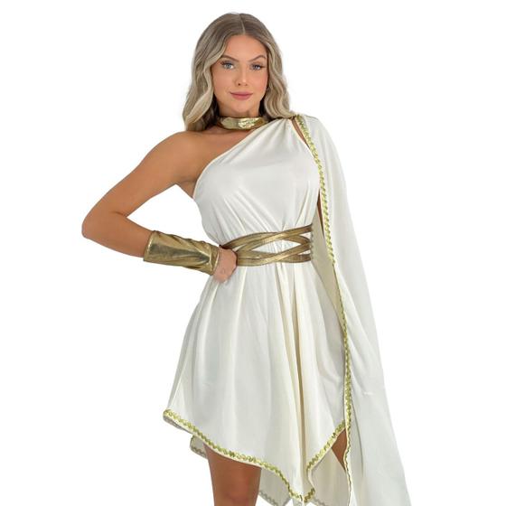 Fantasia De Deusa Grega Adulto Festa Carnaval Halloween Luxo Folia Evento Comemoraão Diversão ...