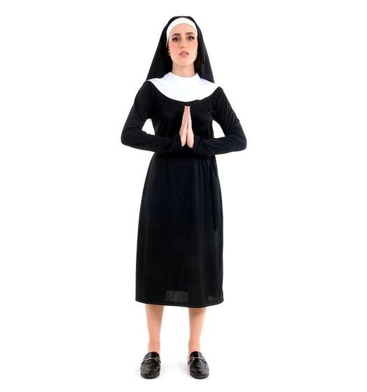 Fantasia de Freira Adulto Clássica Com Véu - Sulamericana - Fantasia ...