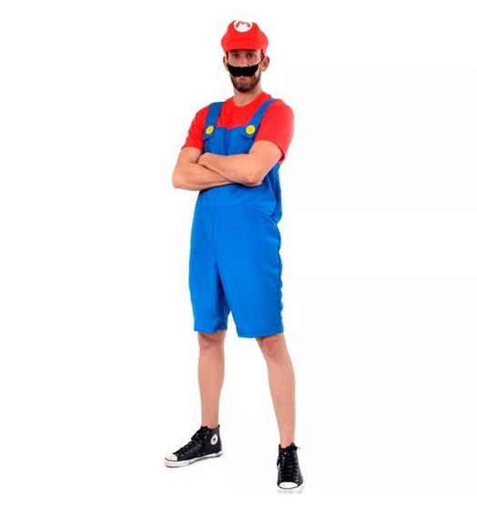 Fantasia do Super Mario Adulto Verão Com Boina e Bigode - Sulamericana ...