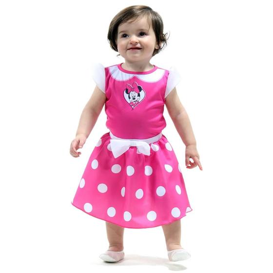 Fantasia Minnie Bebê Rosa Vestido Minnie Rosa Baby 1 e 2 anos ...