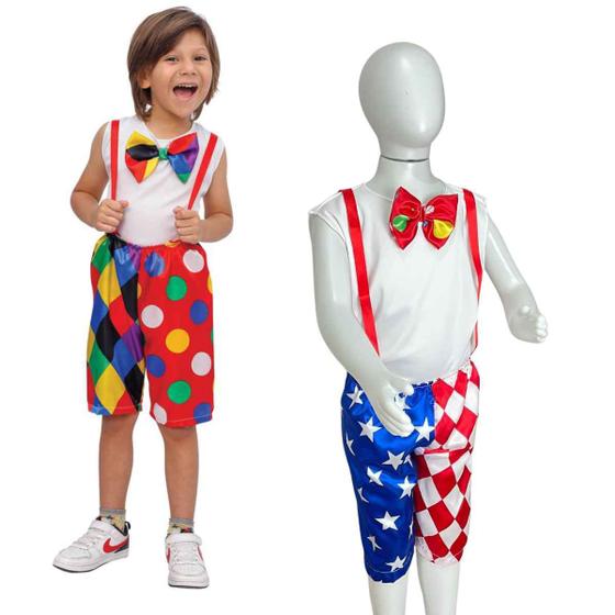 Fantasia Palhaço Roupa Infantil Criança 2 a 8 anos P ao G Carnaval ...