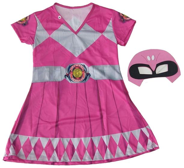 Fantasia Power Ranger Rosa Cosplay Vestido Uniforme Infantil FANT130 BM ...