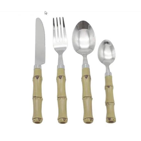 Faqueiro 16 Peças em Inox com Cabo Estilo Bambu Dynasty - Faqueiros ...