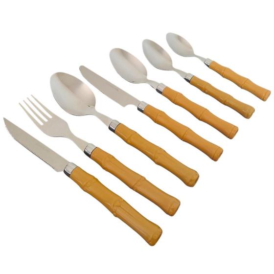 Faqueiro 42 Peças Aço Inox Com Cabo Modelo Bambu - Lyor - Faqueiros ...